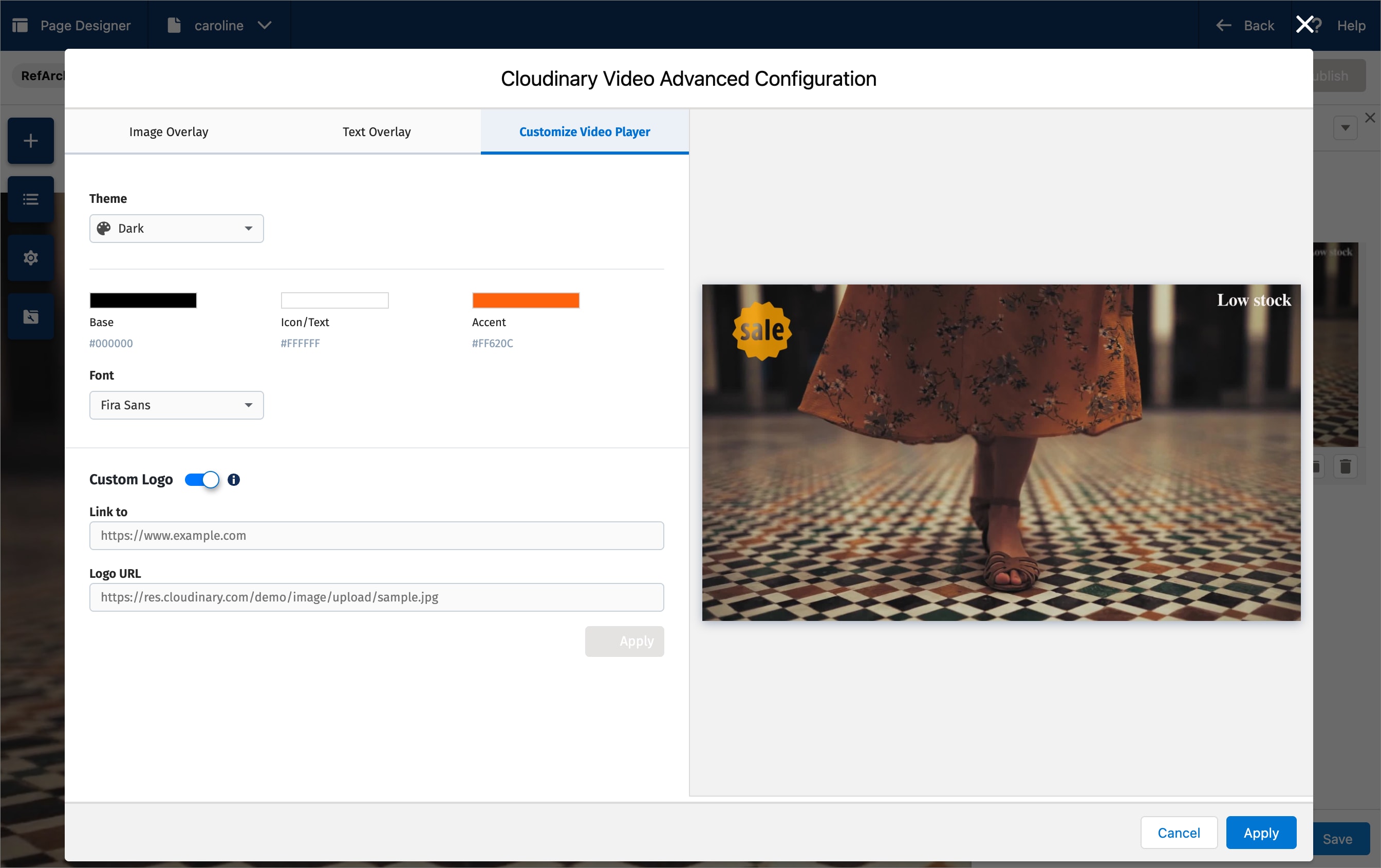 Cloudinary's Salesforce Commerce Cloud Page Designer Cartridge Video Component | Documentation